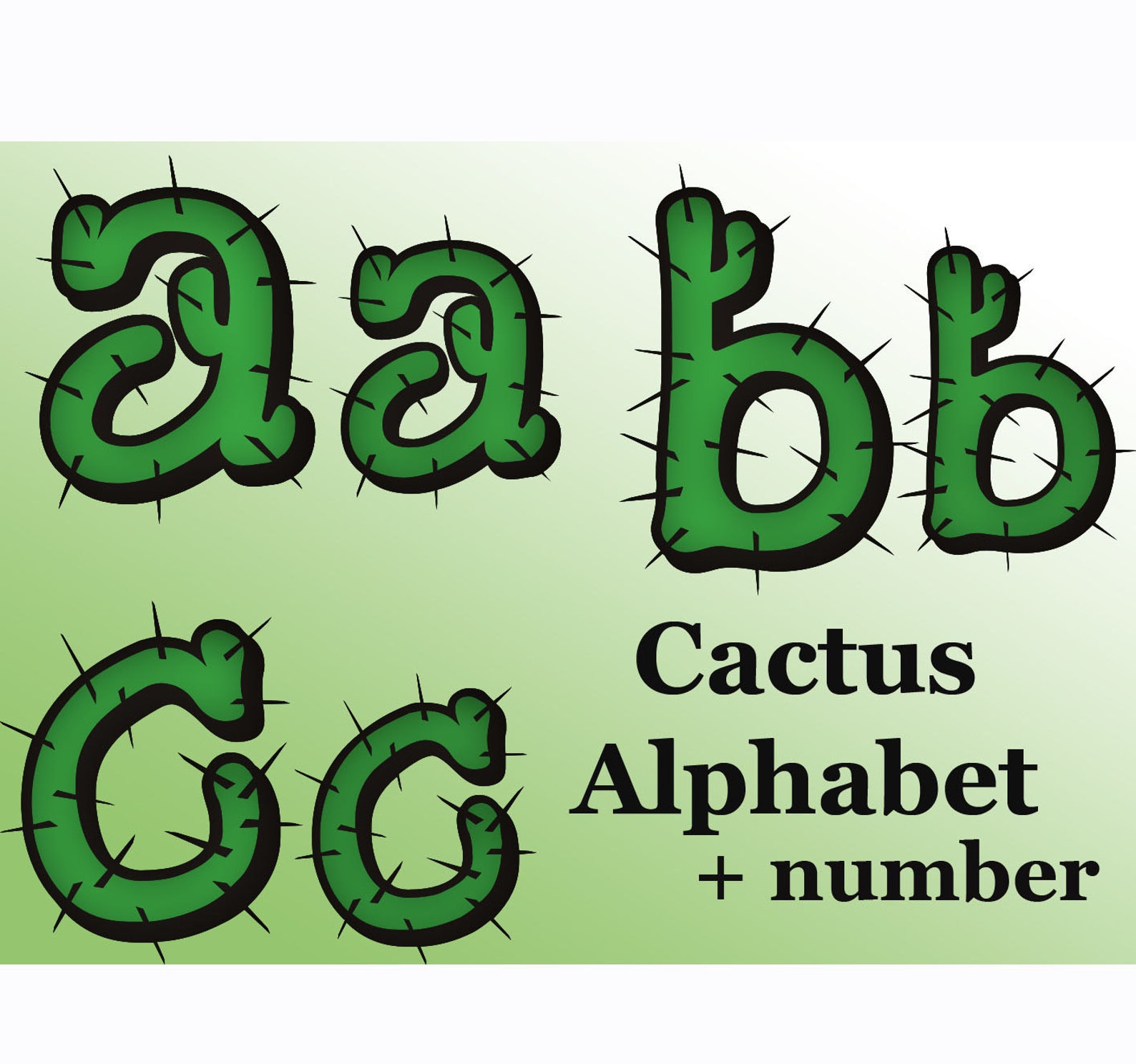 Cactus Alphabet Clipart Plant Digital Alphabet Cactus Monogram ...