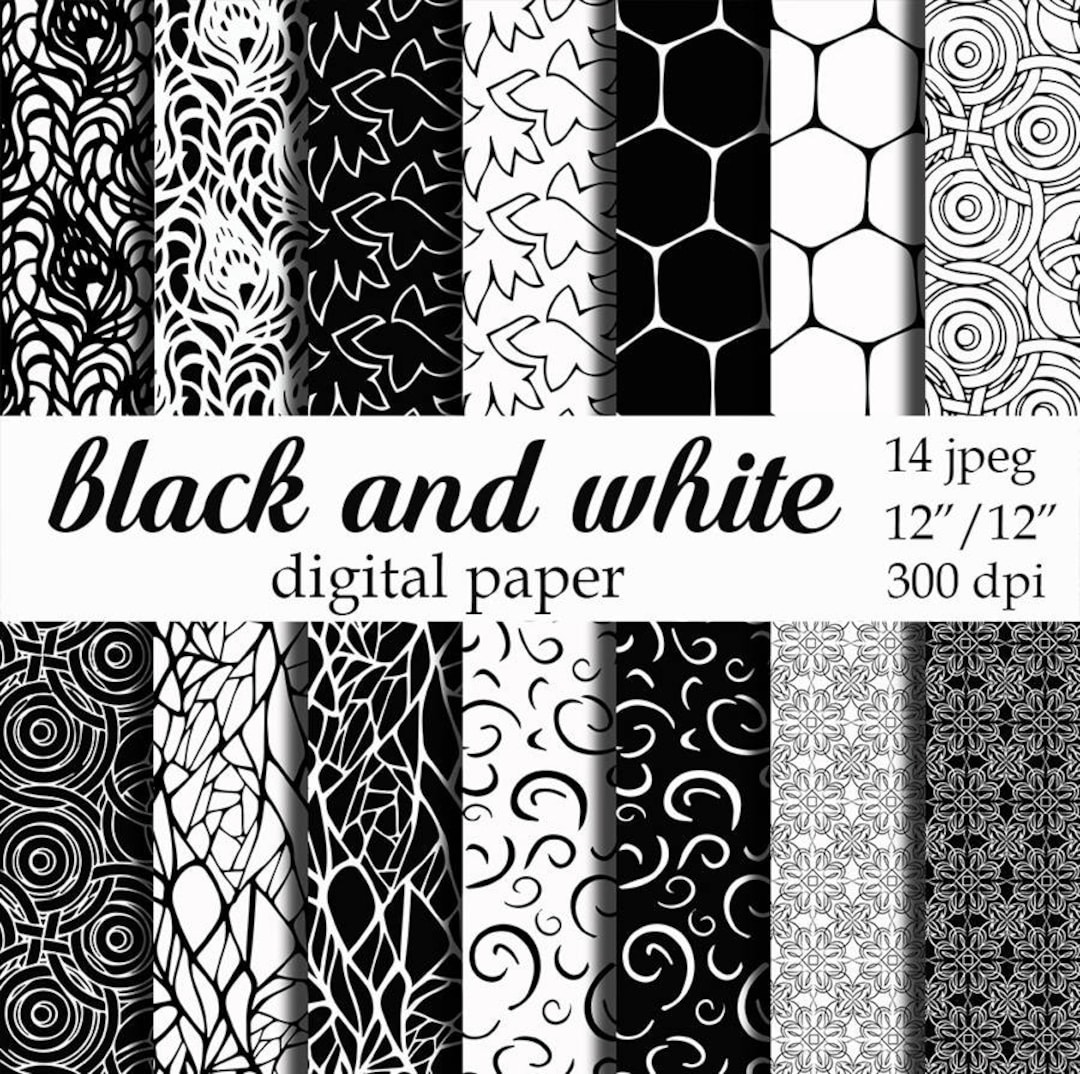 Black and White Digital Paper Black and White Background Instant ...