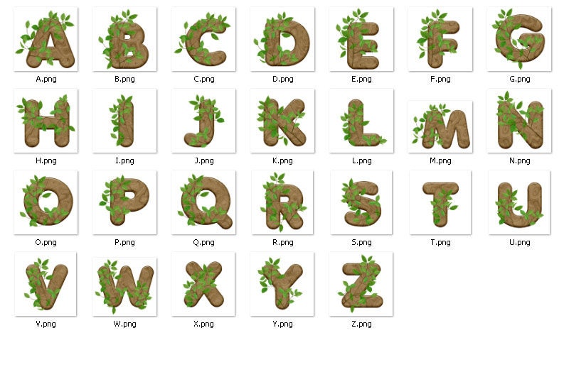 Digital Alphabet Tree Branch, Alphabet Clipart Monogram Scrapbooking ...