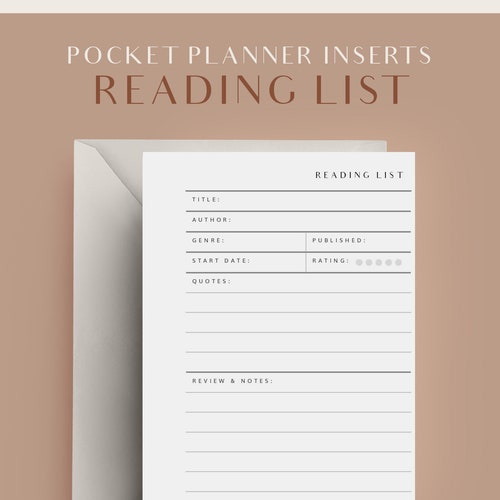 Reading Log A5 Printable Planner Inserts Book Tracker - Etsy