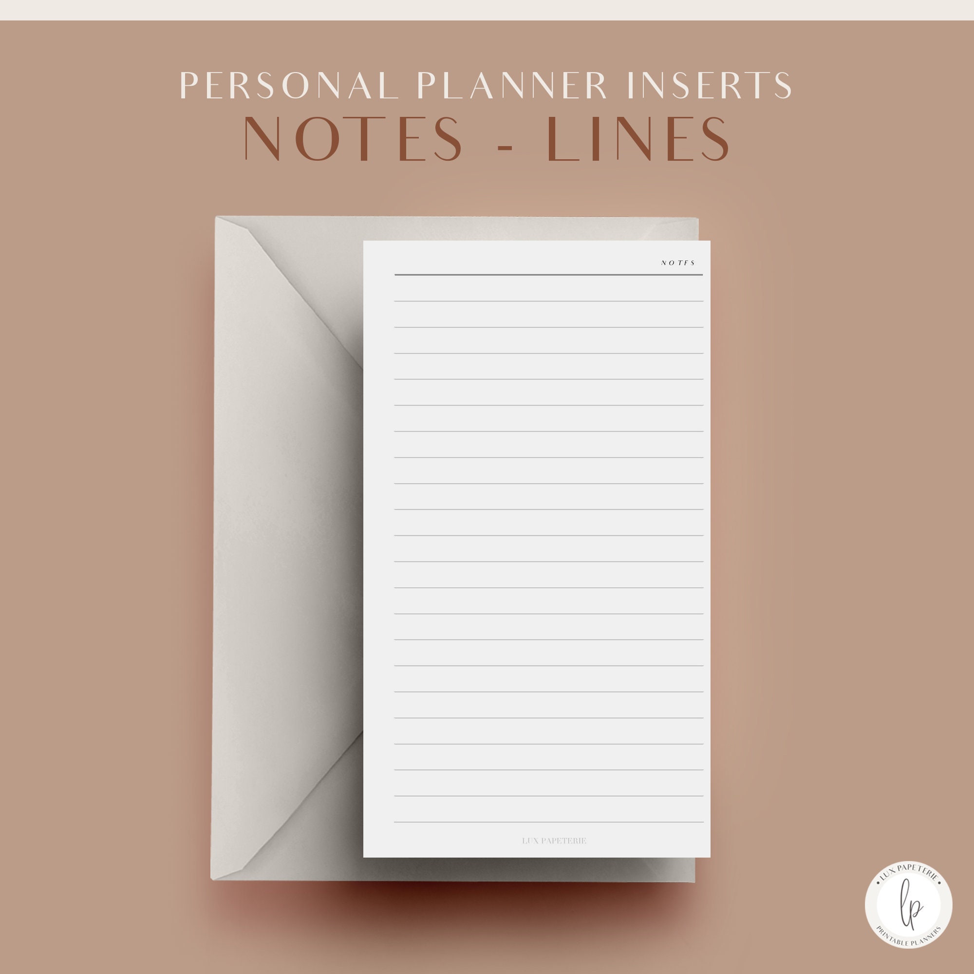 Notes – Lines, Printable Personal Planner Inserts, Notes Planner ...