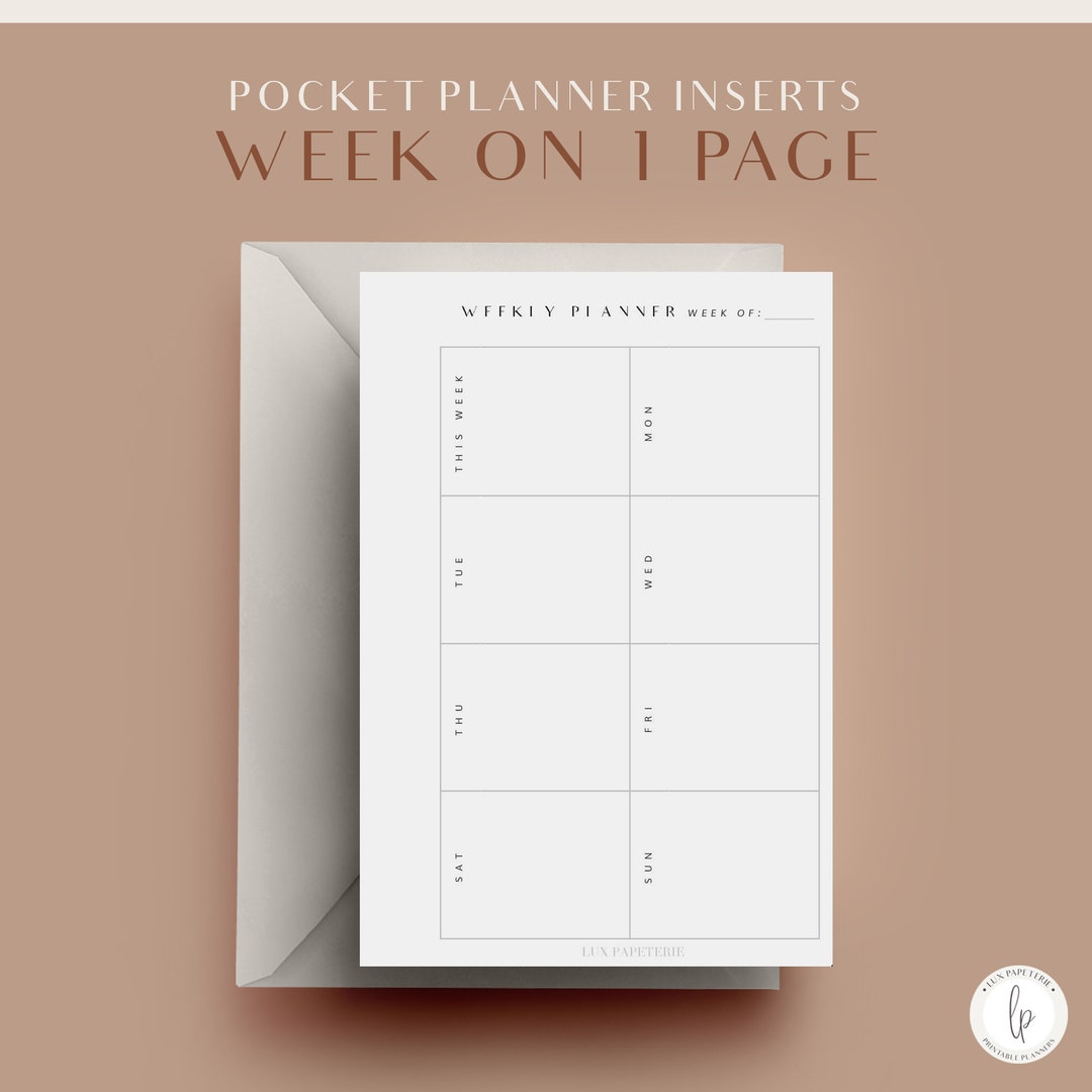 Weekly Planner, Pocket Planner Inserts, Printable Planner Inserts, WO1P ...