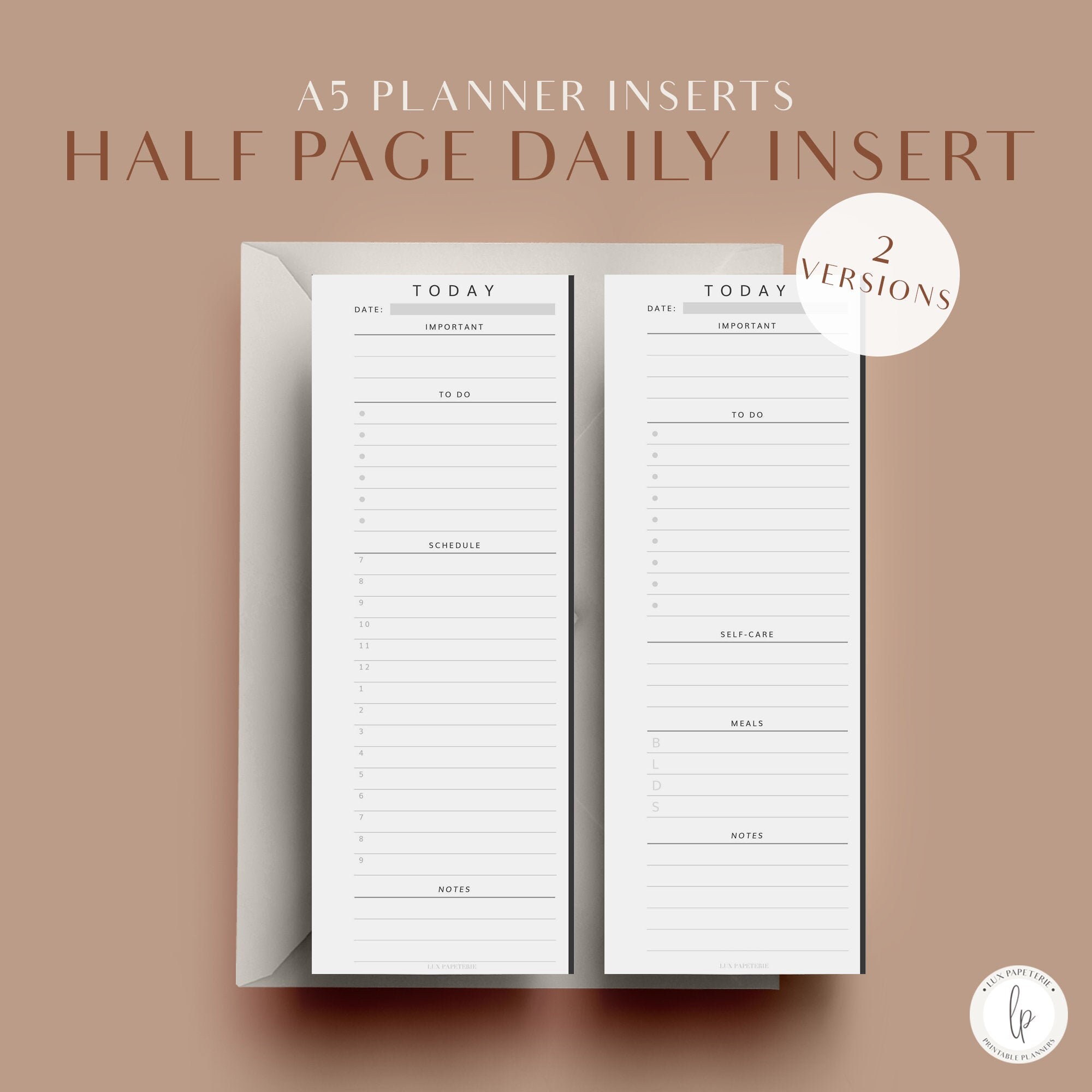 A5 Half Page Daily Inserts Printable Planner Inserts Daily | Etsy