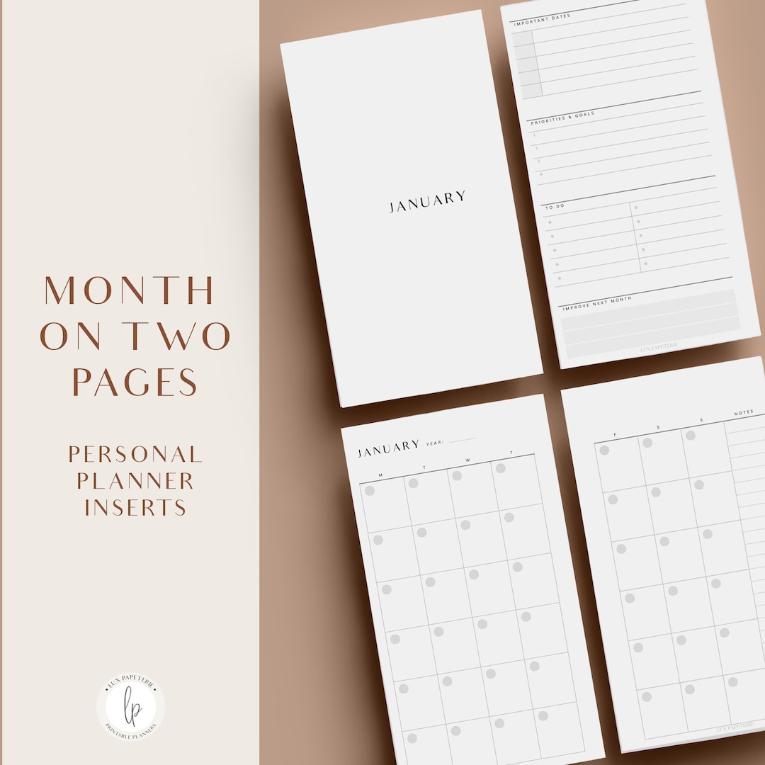 Monthly Planner, Personal Planner Inserts, Printable Planner Inserts ...