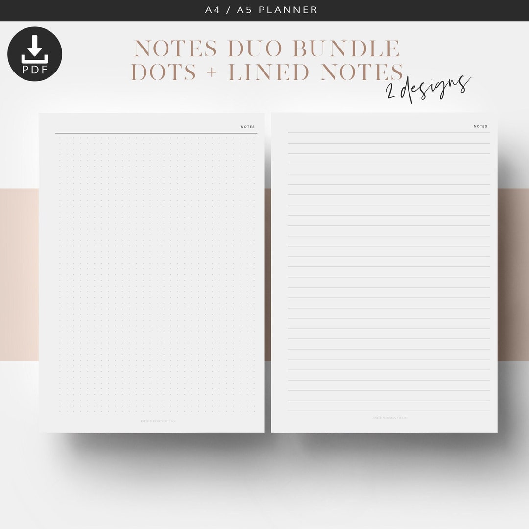 A5 Notes – Dots + Lines, Printable Planner Inserts, Notes Planner ...
