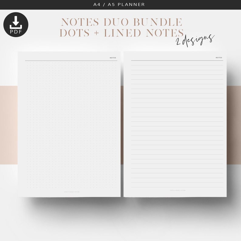 A5 Notes – Dots + Lines, Printable Planner Inserts, Notes Planner ...