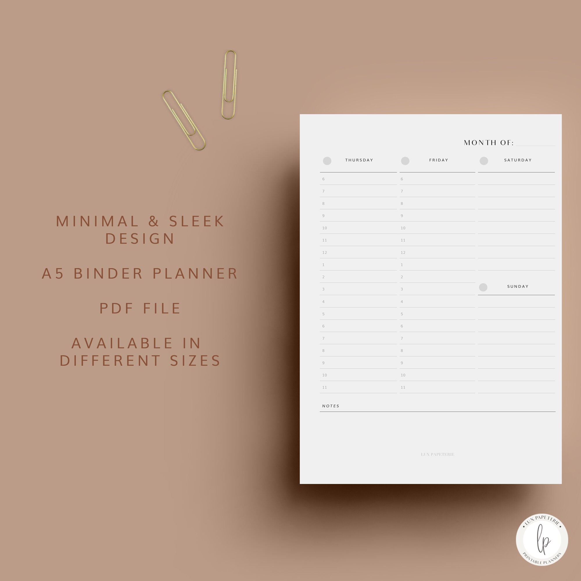 A5 Vertical Weekly Planner Printable Planner Inserts Week on - Etsy
