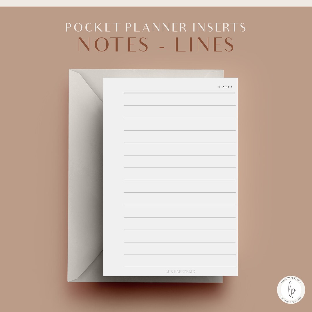 Notes – Lines, Pocket Printable Planner Inserts, Notes Planner Inserts ...