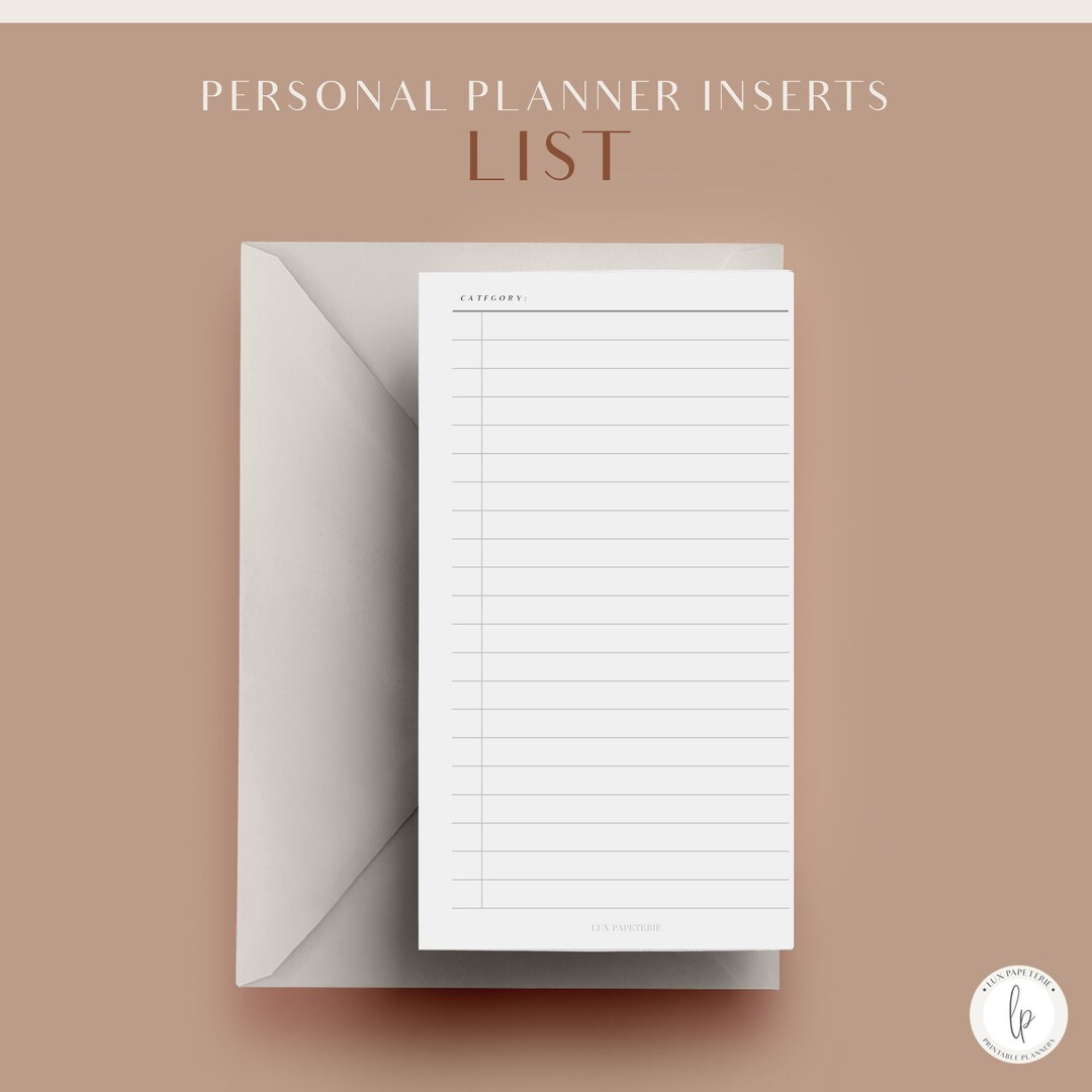 Checklist, Printable Personal Planner Inserts, Printable List ...