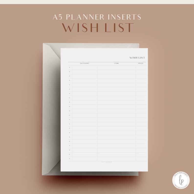 A5 Wish List Printable Planner Inserts Wish List Tracker | Etsy