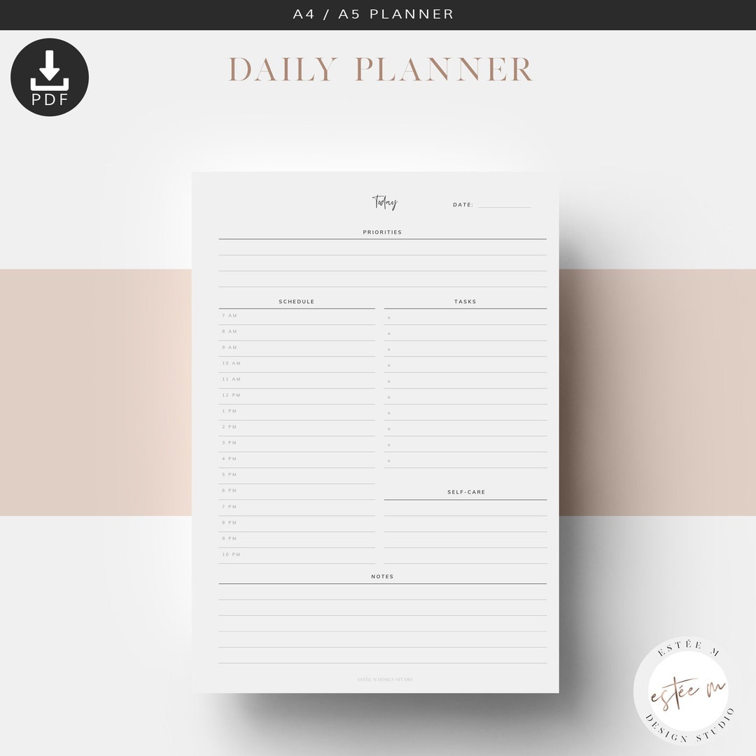A5 A4 Daily Planner, Printable Planner Inserts, Productivity Daily ...