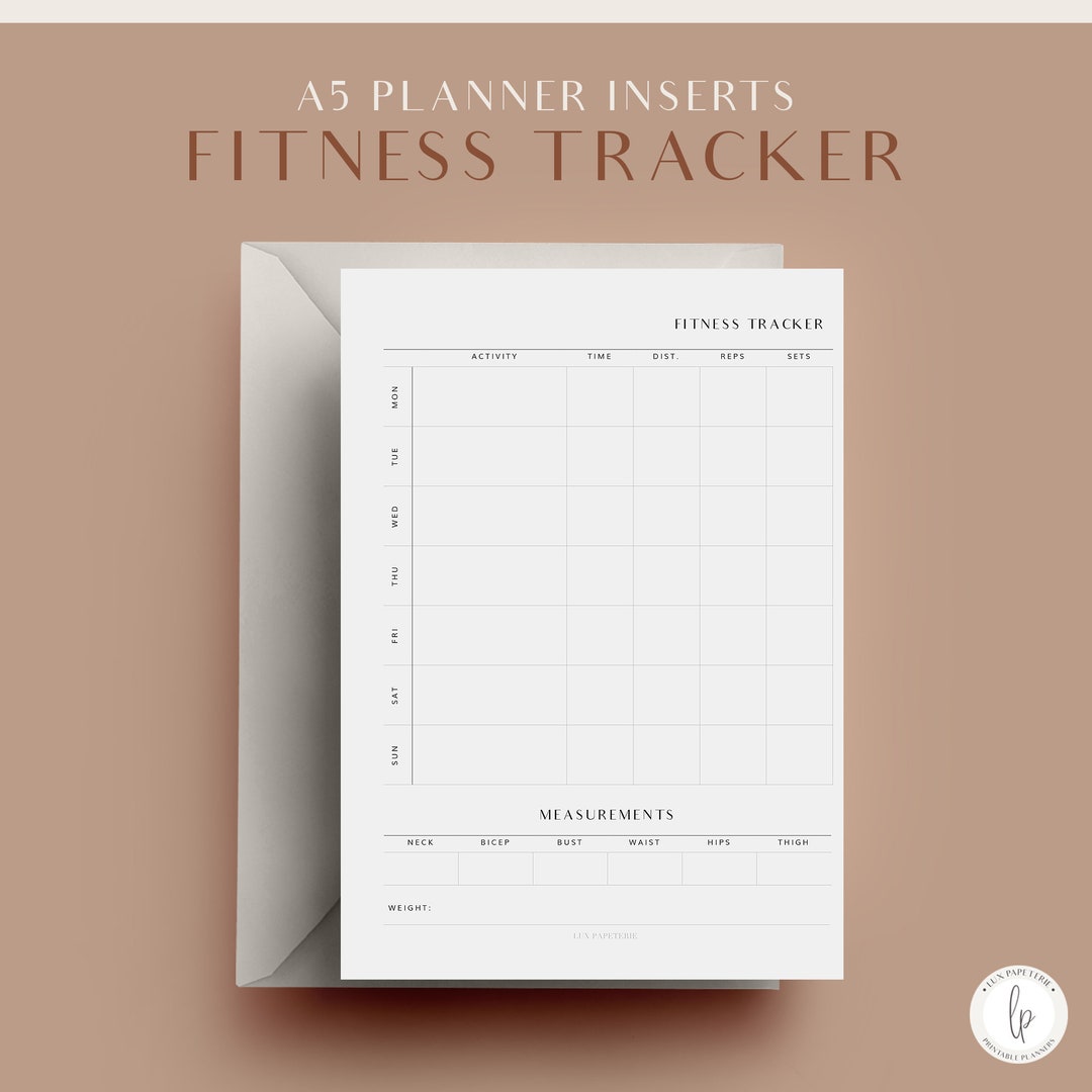 A5 Fitness Tracker, Printable Planner Inserts, Weekly Fitness Tracker ...