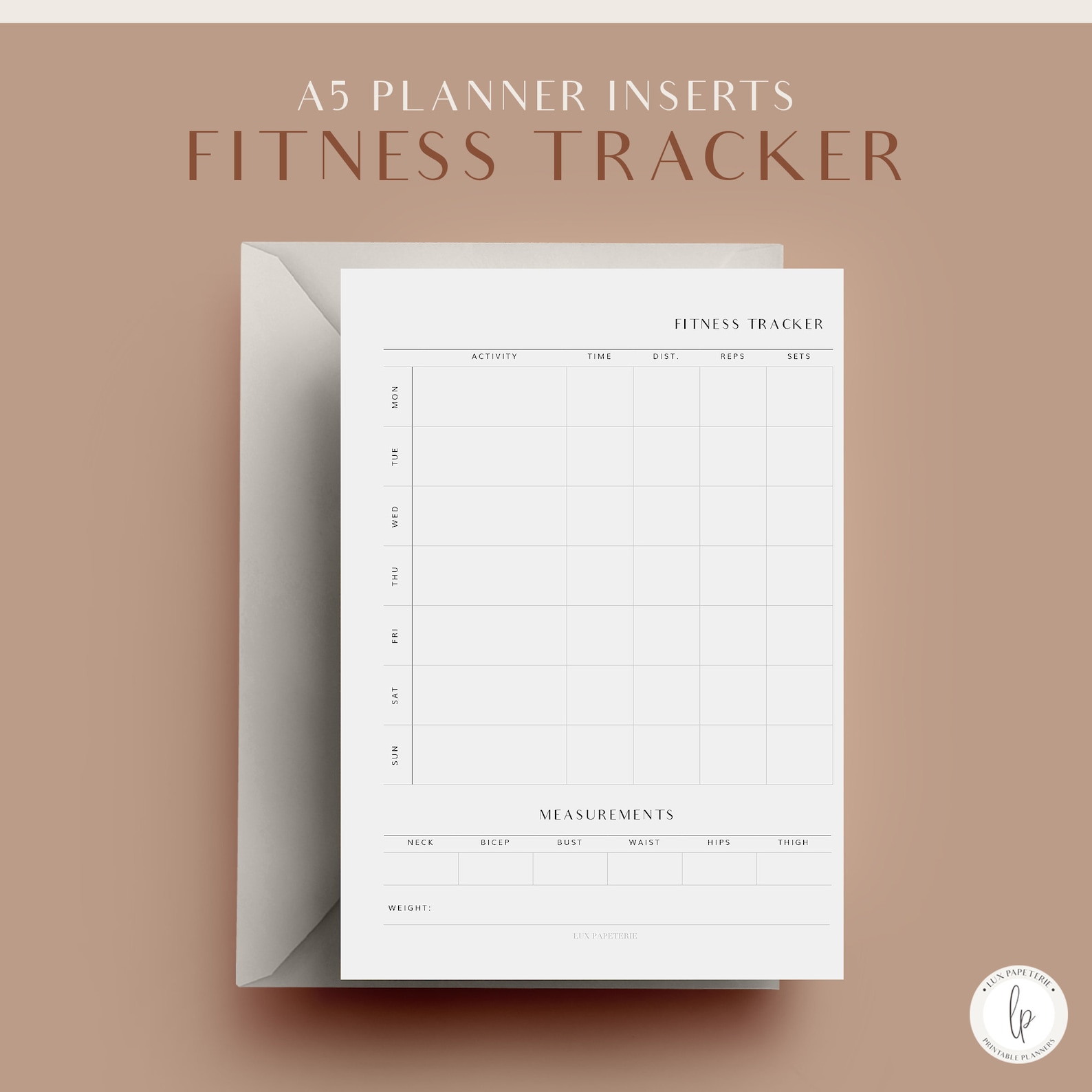 A5 Fitness Tracker, Printable Planner Inserts, Weekly Fitness Tracker ...
