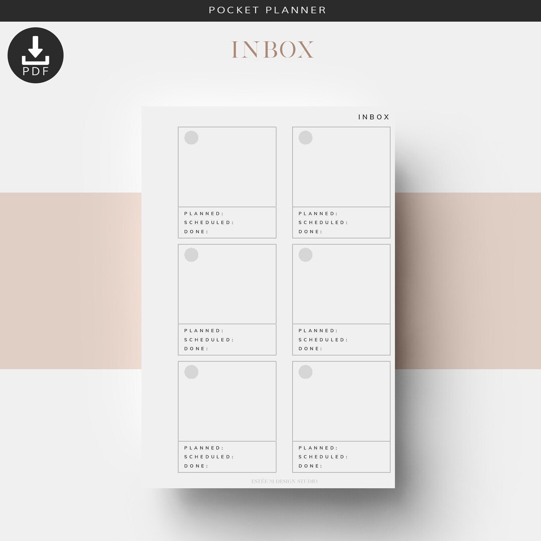 Pocket Inbox Planner Inserts, Printable Planner Inserts, Tasks Tracker ...