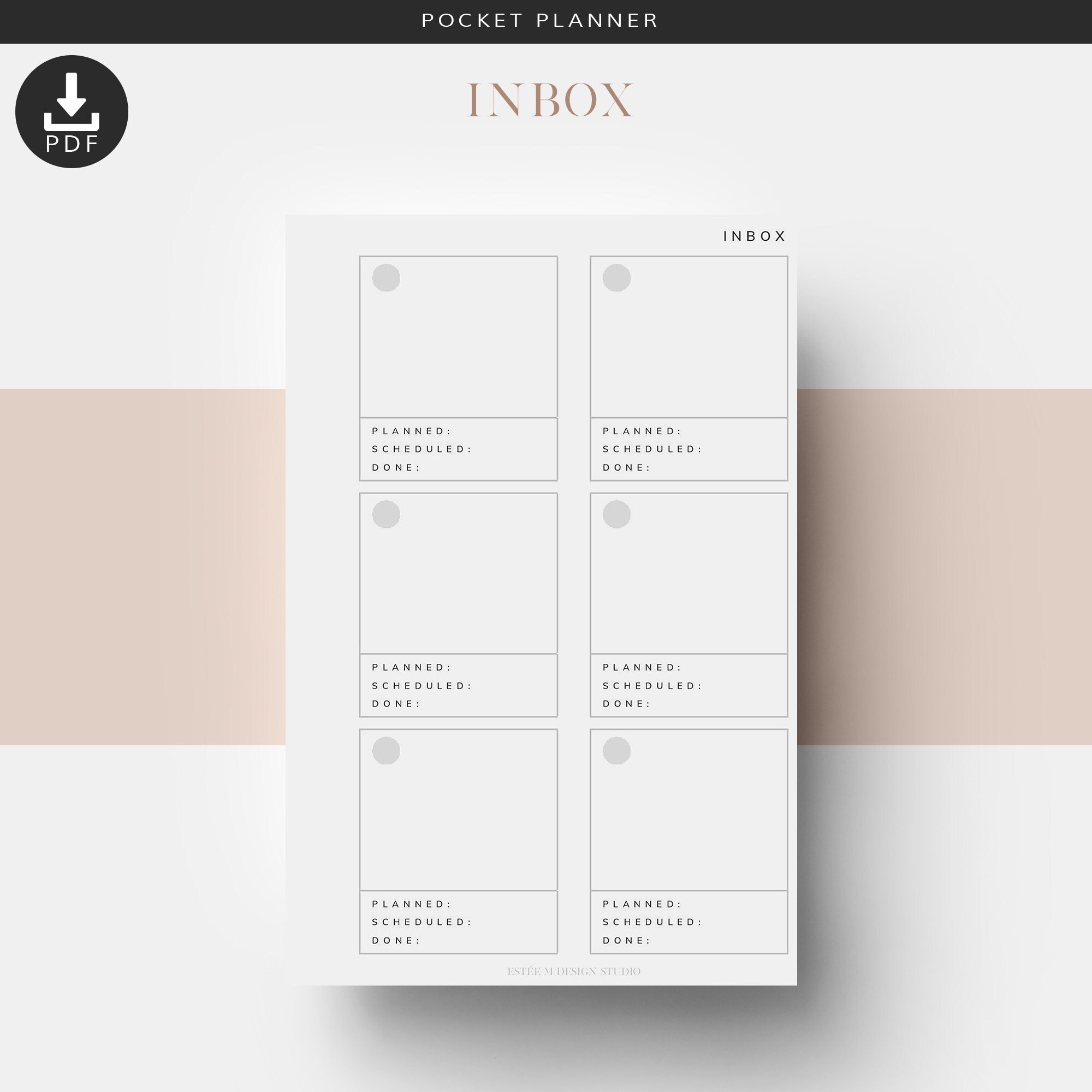 Pocket Inbox Planner Inserts, Printable Planner Inserts, Tasks Tracker ...