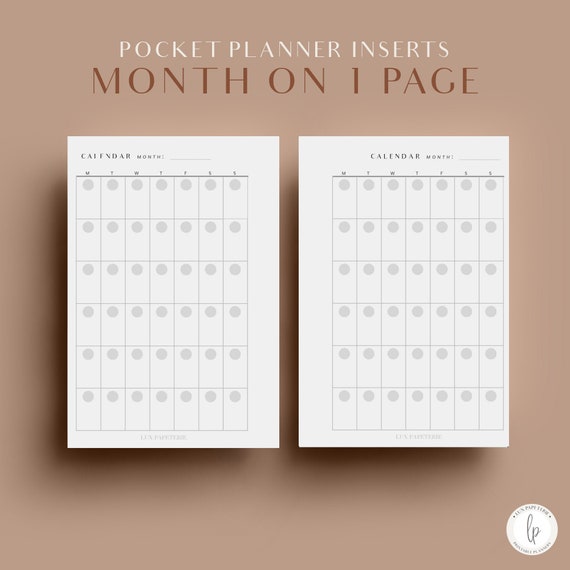Monthly Planner Pocket Printable Planner Inserts Month on | Etsy
