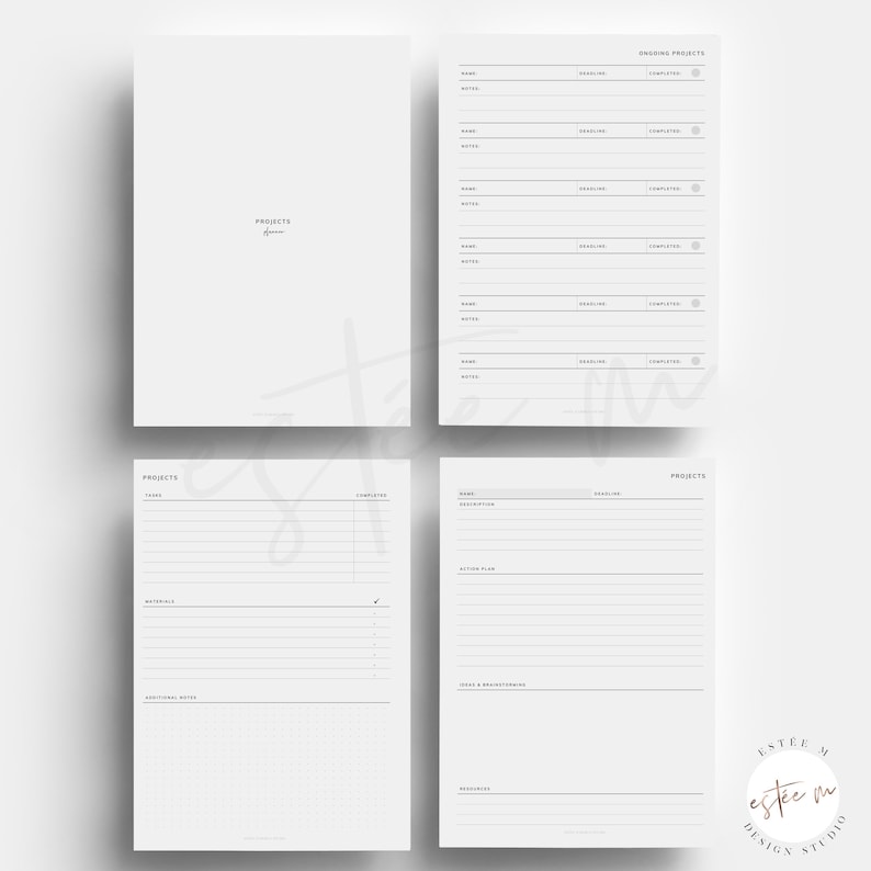 A5 Project Planner, Printable Planner Inserts, Project Tracker ...