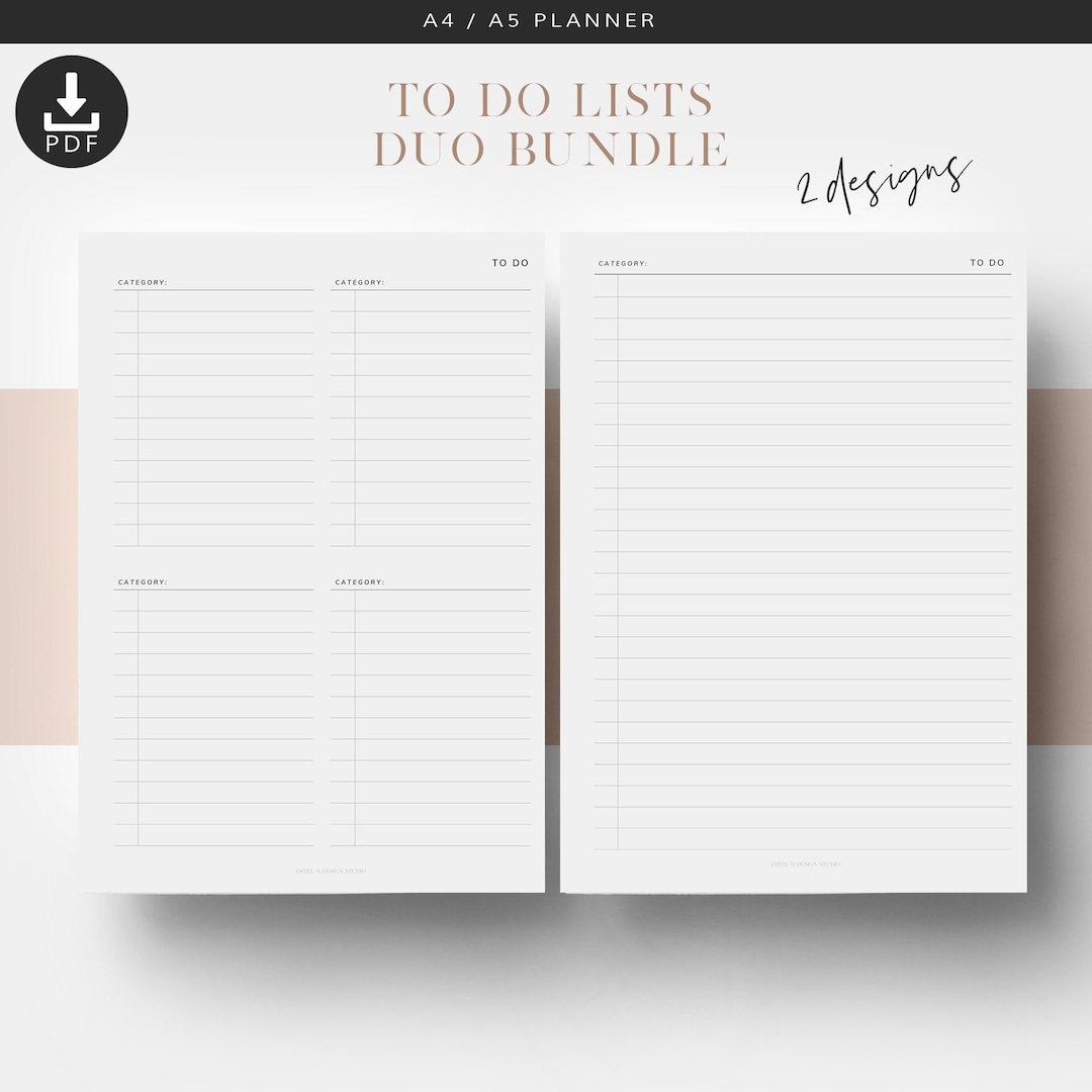 A5 to Do List, Printable Planner Inserts, to Do Checklist, Productivity ...
