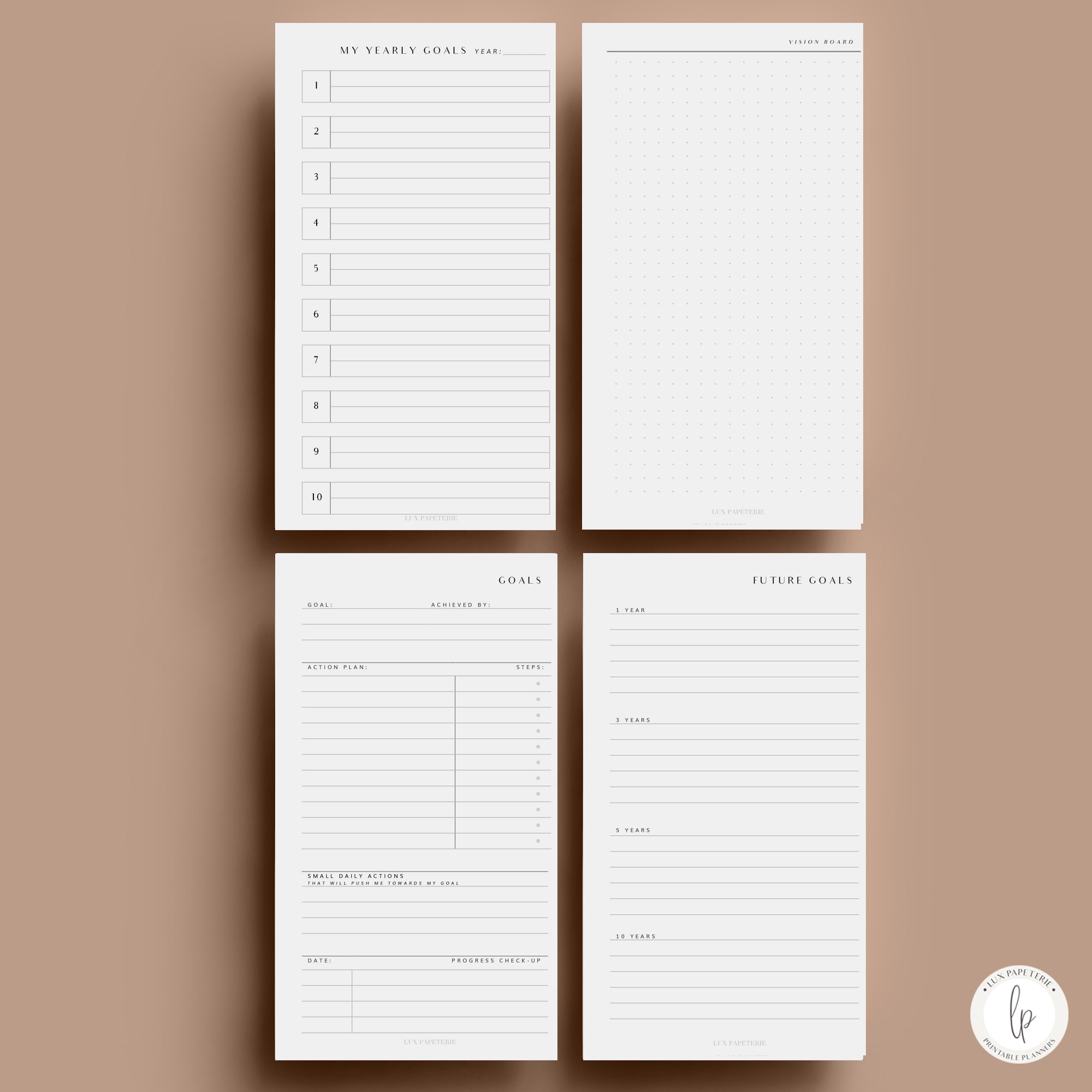 Goal Planner Pack, Printable Personal Planner Inserts, Planner Inserts Bundle, Productivity ...