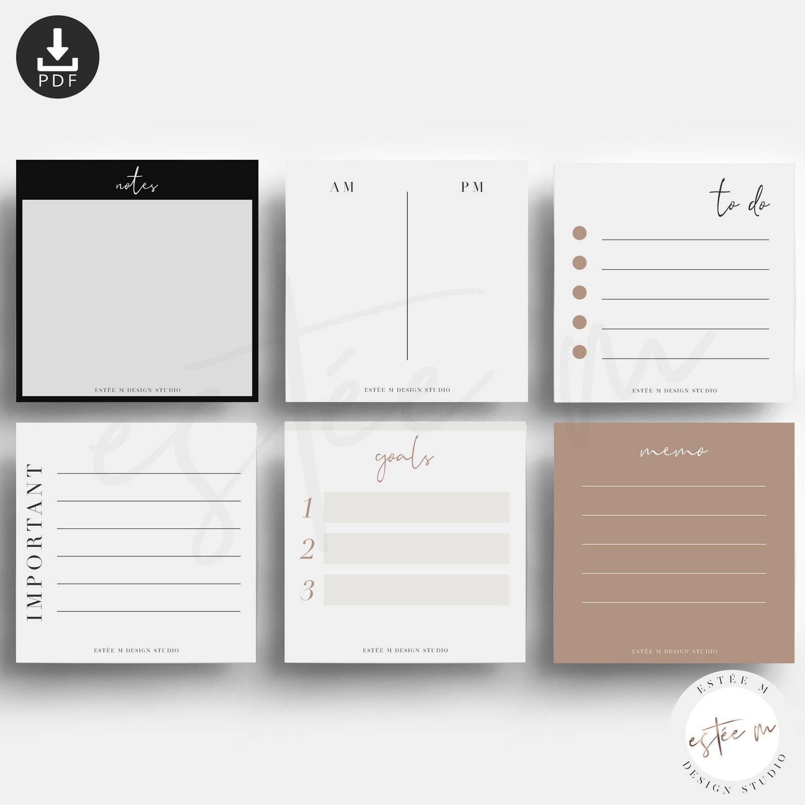 Printable Planner Cards, Printable Memo Cards, Printable Sticky Notes ...