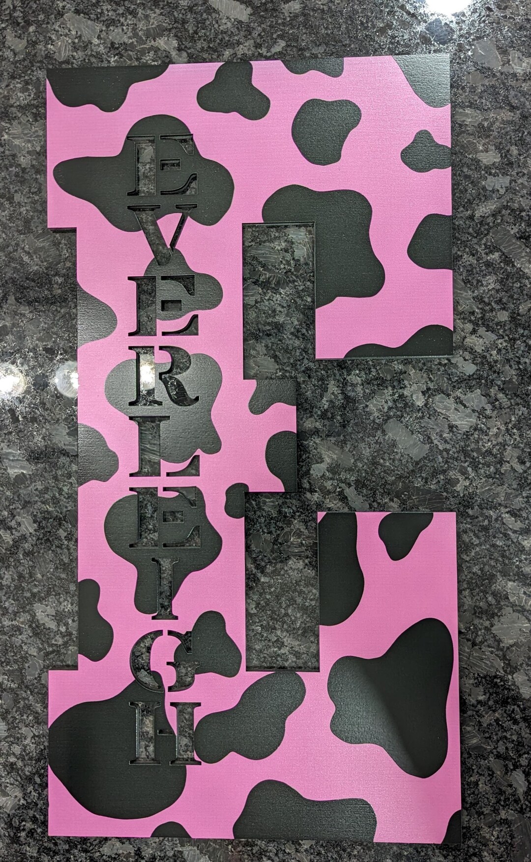 Personalized Farm House Cow Print Letter, 19" Cow Wall Art, Cow Letter ...