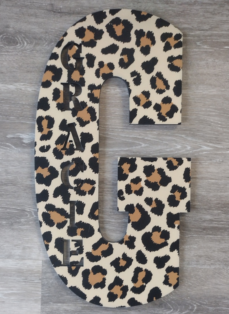 Personalized Leopard Print Letter Leopard Wall Art Leopard - Etsy