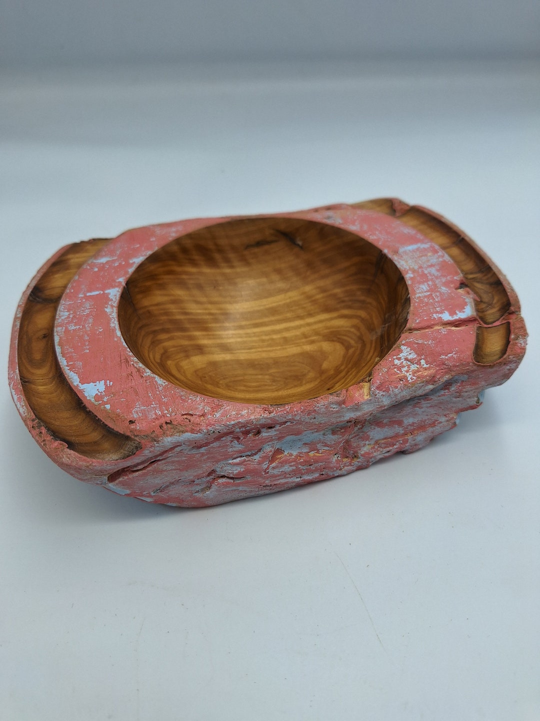 Wooden Bowl , Lathe Bowl , Chalk Paint Bowl, Chalk Olive Bowl , Deep ...