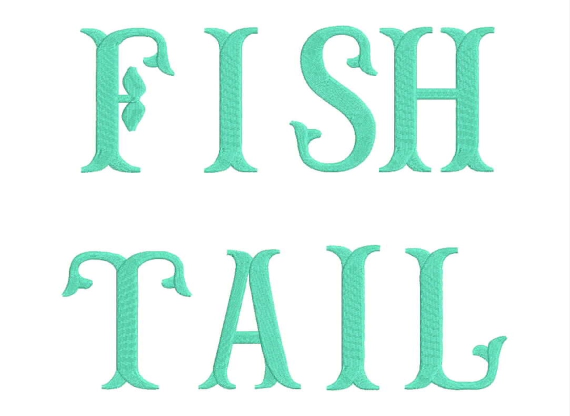 3 Size Large Fish Tail Embroidery Font Embroidery Designs BX - Etsy