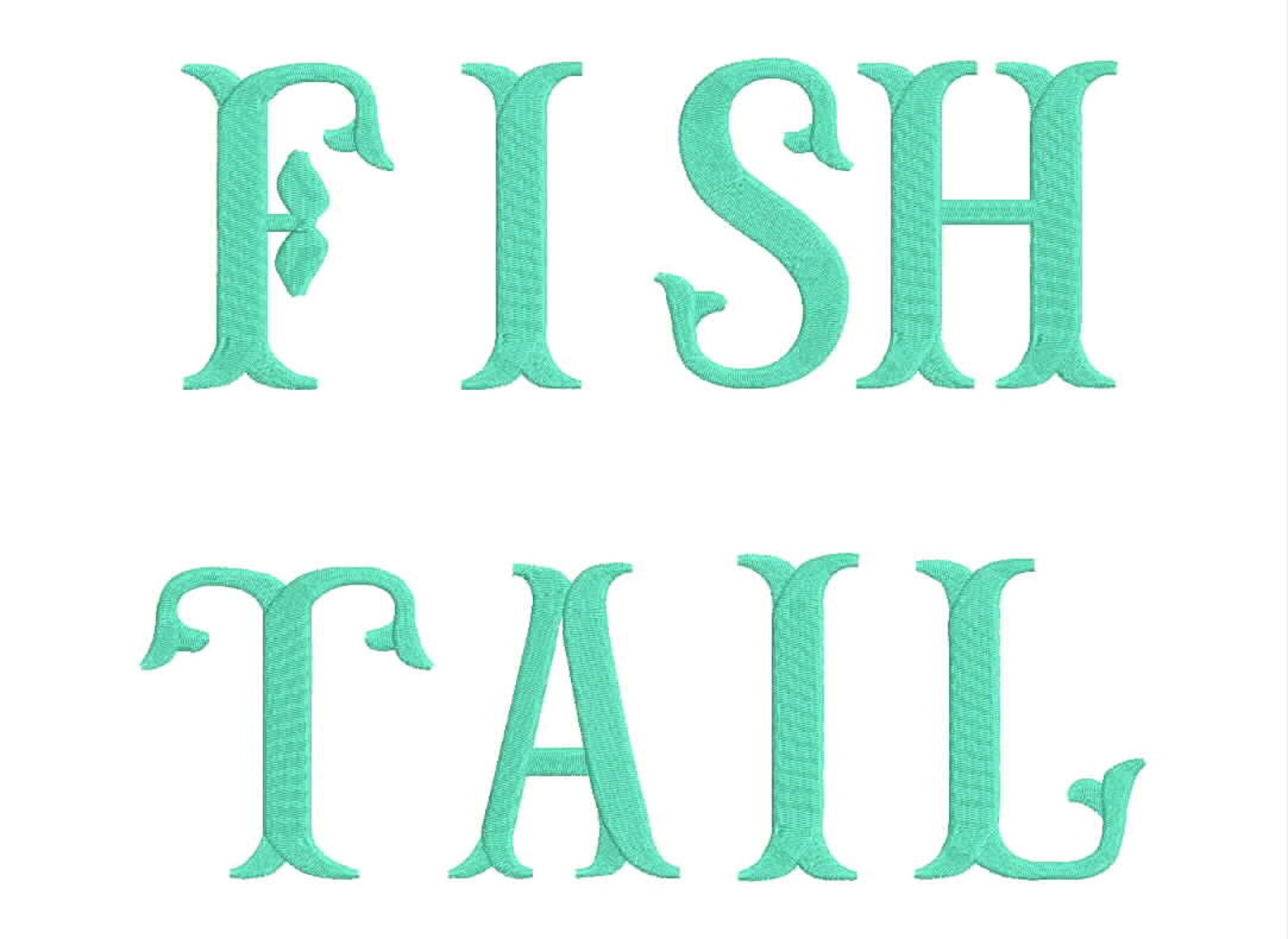 3 Size Large Fish Tail Embroidery Font Embroidery Designs BX | Etsy