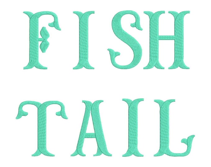 3 Size Large Fish Tail Embroidery Font Embroidery Designs BX - Etsy