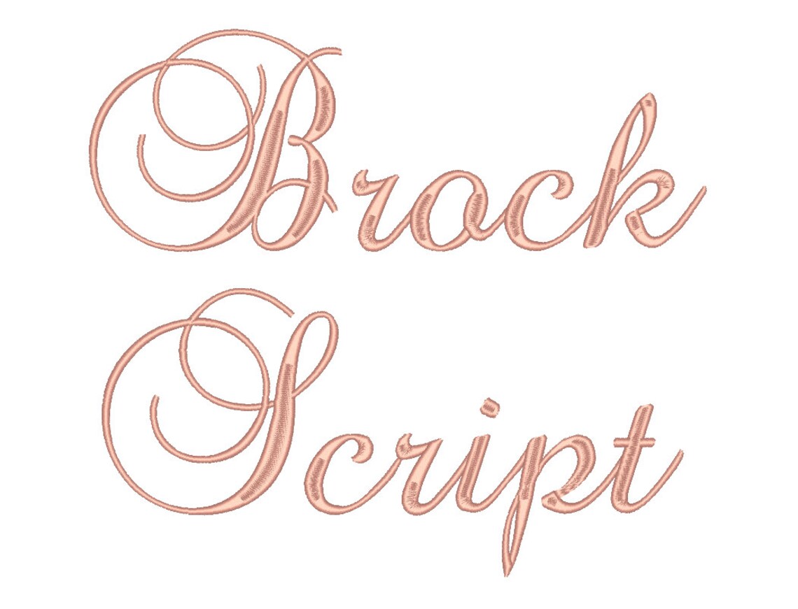 3 Size Jumbo Brock Script Embroidery Font BX Fonts Machine | Etsy