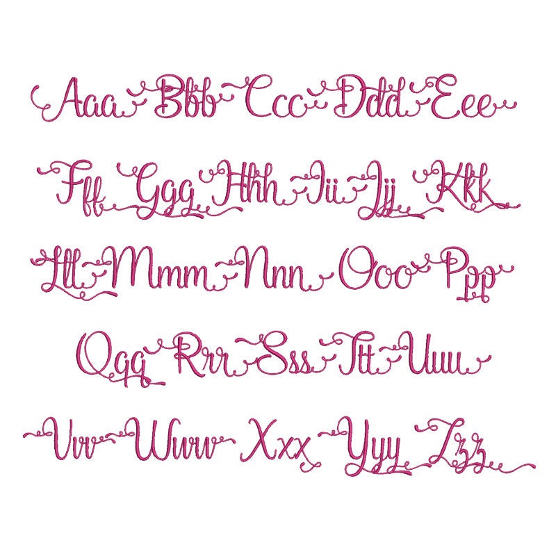 5 Size Aleandra Script Embroidery Font Set 2 Designs BX Fonts | Etsy