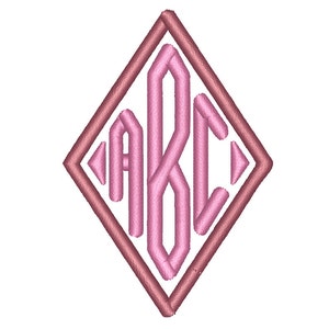 4 Size Diamond Monogram 3 Letters Embroidery Font BX Fonts Embroidery ...