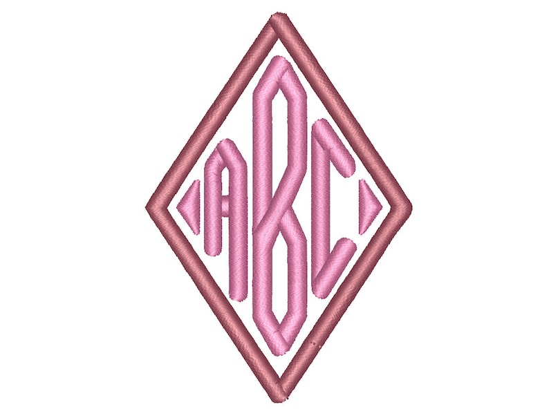 4 Size Diamond Monogram 3 Letters Embroidery Font BX Fonts - Etsy