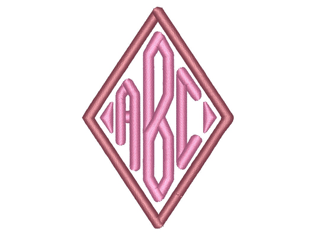 4 Size Diamond Monogram 3 Letters Embroidery Font BX Fonts - Etsy UK