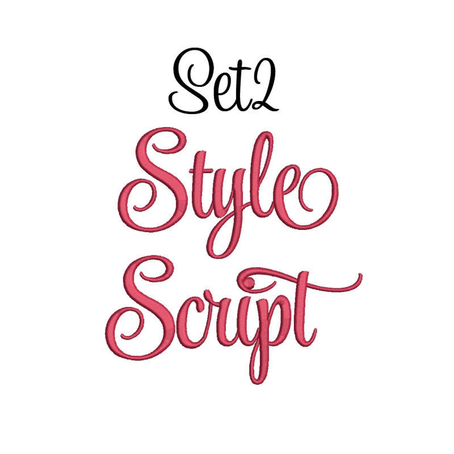 5 Size Style Script Font Embroidery Designs Set 2 BX Fonts - Etsy