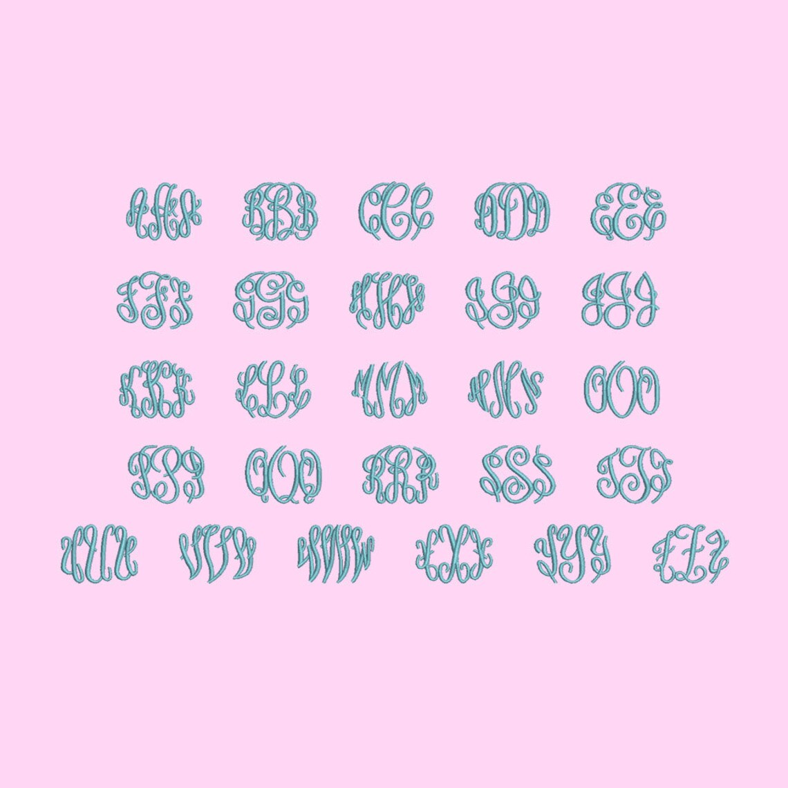 3 Size Fancy Monogram Font Embroidery Designs BX Fonts | Etsy