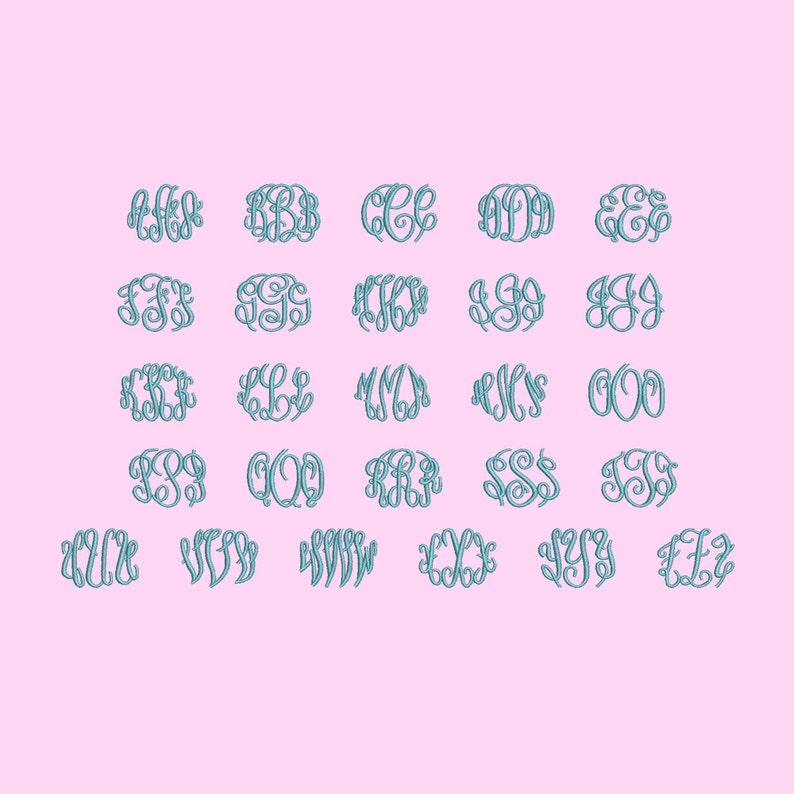 3 Size Fancy Monogram Font Embroidery Designs BX Fonts - Etsy