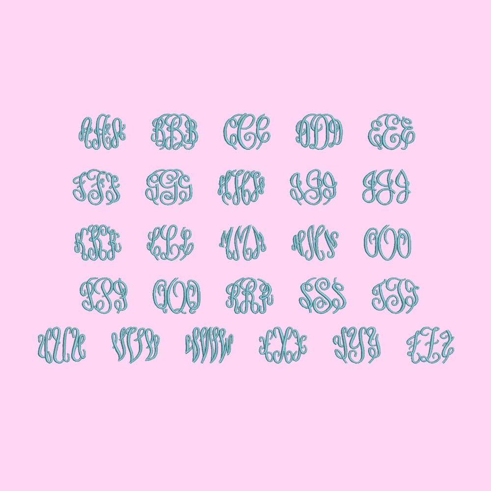 3 Size Fancy Monogram Font Embroidery Designs BX Fonts | Etsy