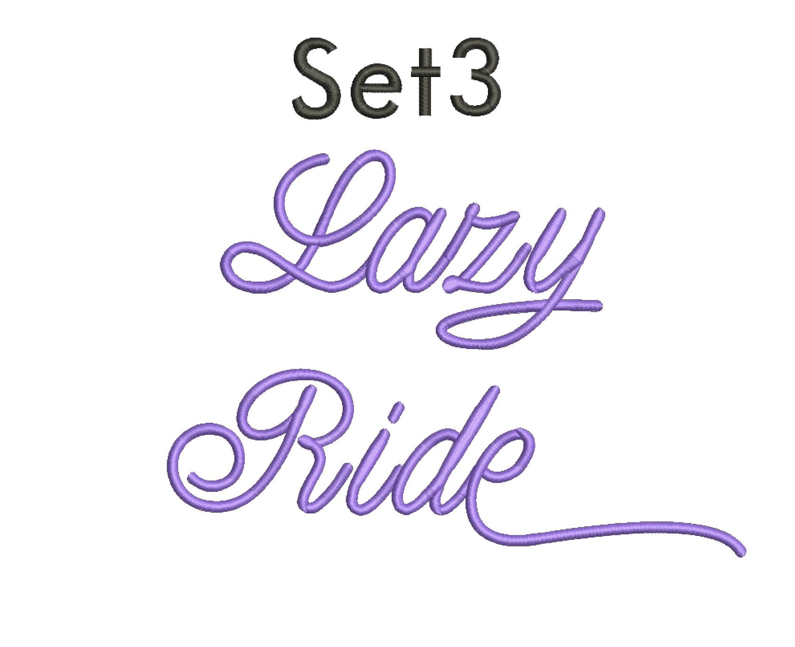3 Size Lazy Ride Set3 Embroidery Fonts Embroidery Designs BX - Etsy