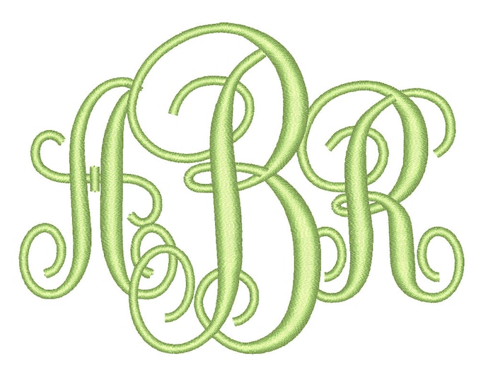 3 Size Interlocking Monogram 3 Letters Embroidery Font BX - Etsy