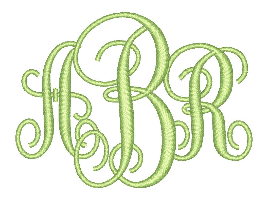 3 Size Interlocking Monogram 3 Letters Embroidery Font BX Fonts ...