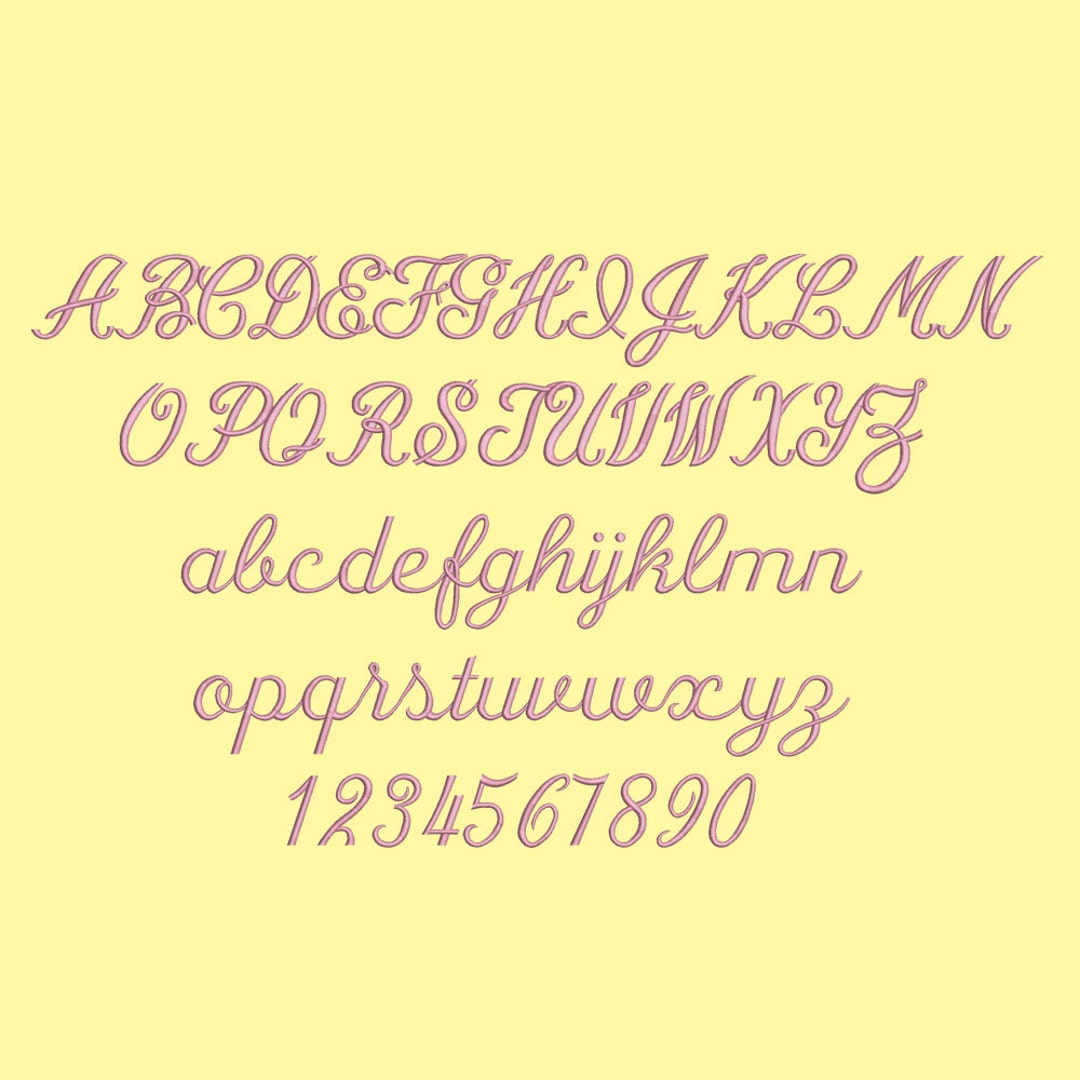 5 Size Handy Script Font Embroidery Designs, BX Fonts Machine ...