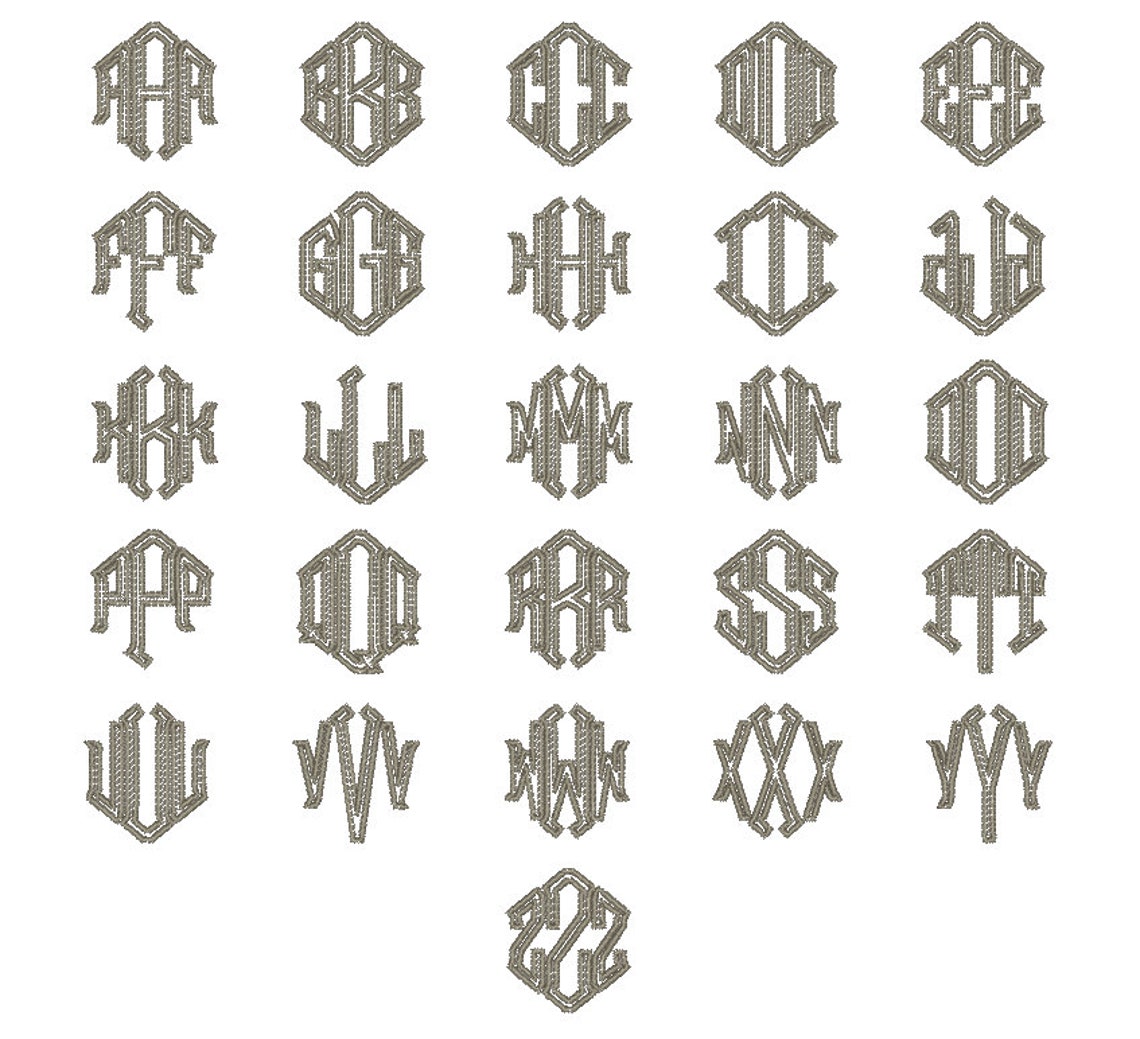 11 Size Point Monogram Applique 3 Letters Monogram Font BX - Etsy