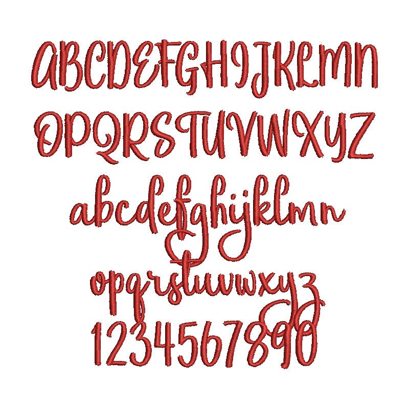 5 Size Caneletter Script Font Embroidery Designs BX Fonts | Etsy