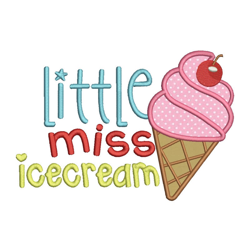 2 Size Little Miss Ice Cream Embroidery Designs,applique Design ...