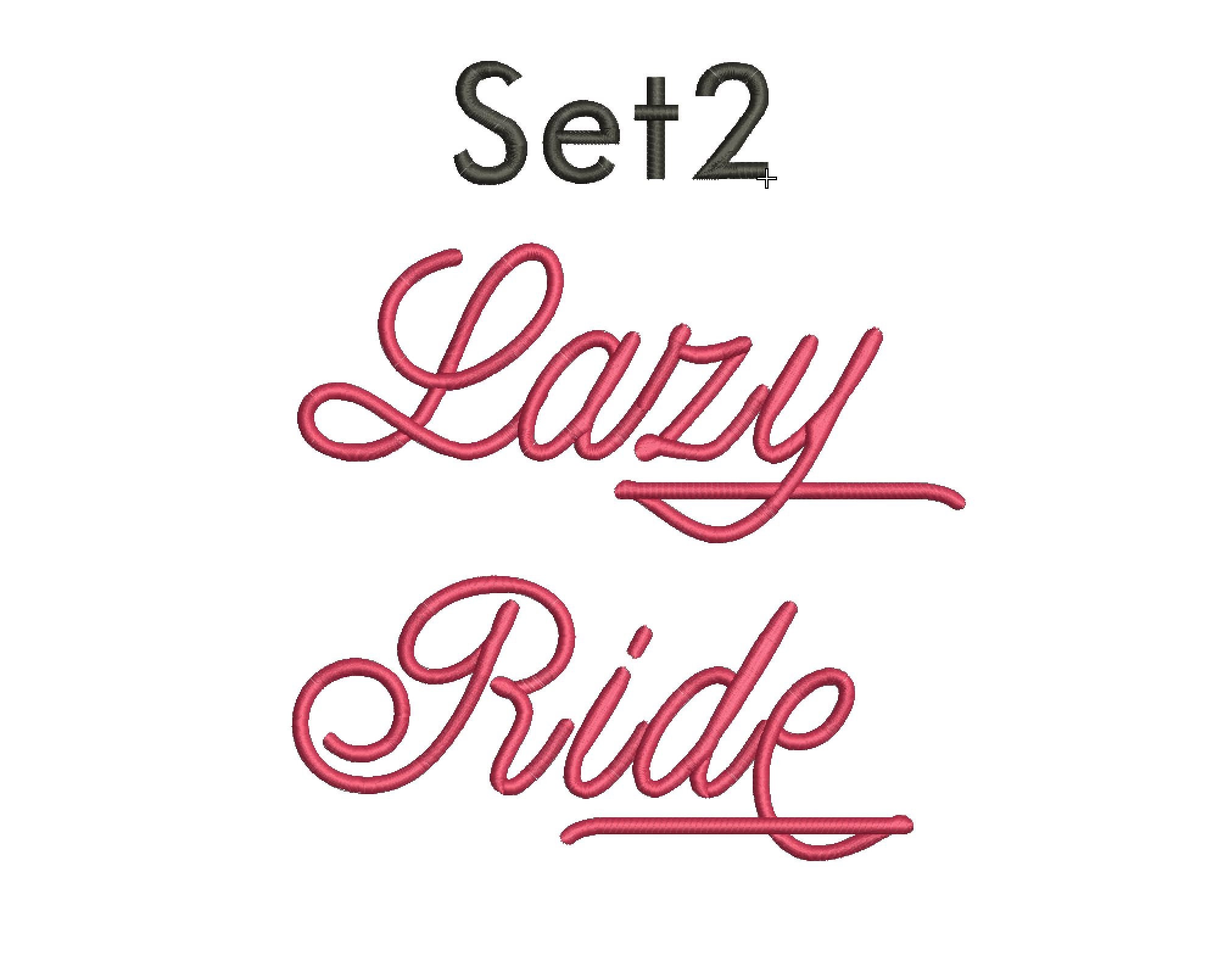 3 Size Lazy Ride Set2 Embroidery Fonts Embroidery Designs BX | Etsy