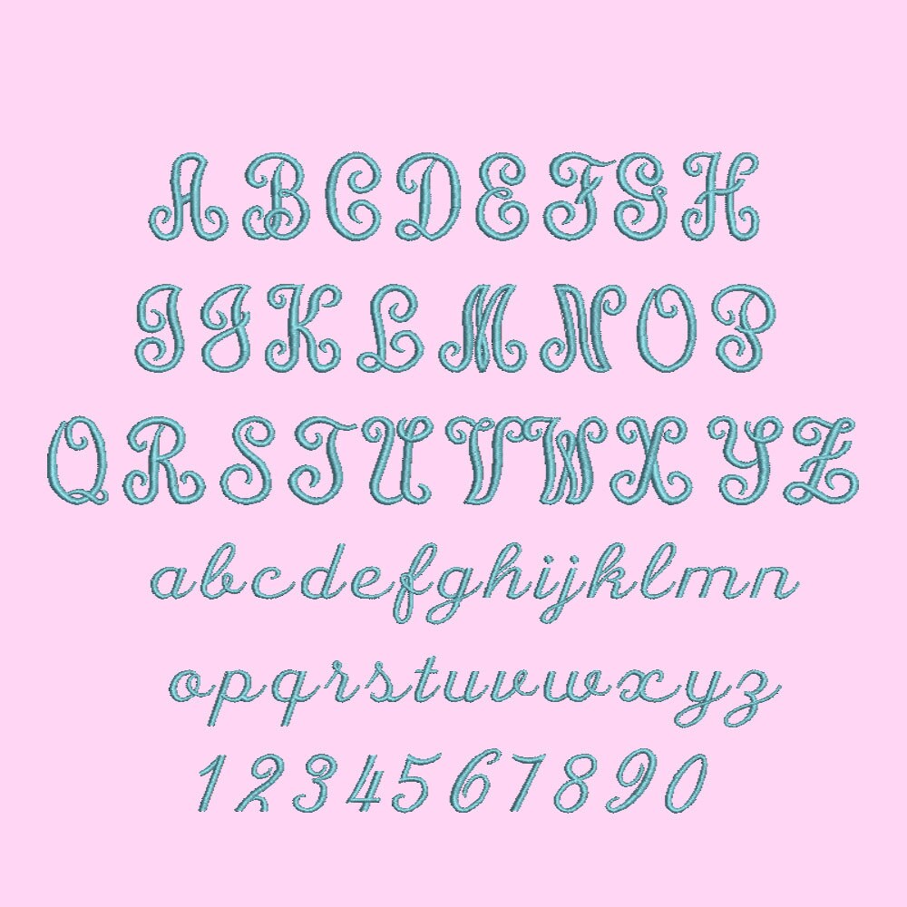 3 Size Upright Script Font Embroidery Designs, BX Fonts Machine ...