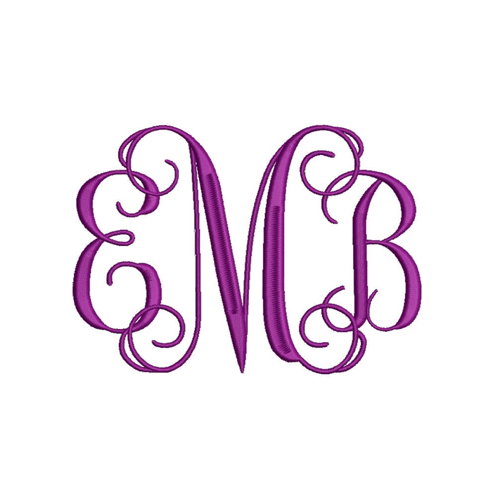 4size Interlocking Monogram 3 Letters Monogram Font BX Fonts Embroidery ...