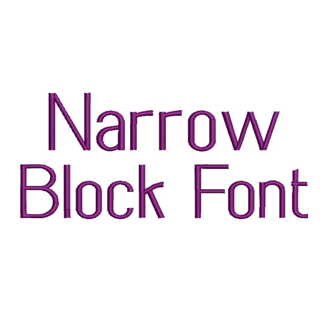 3 Size Narrow Block Font Embroidery Designs, BX Fonts Machine ...